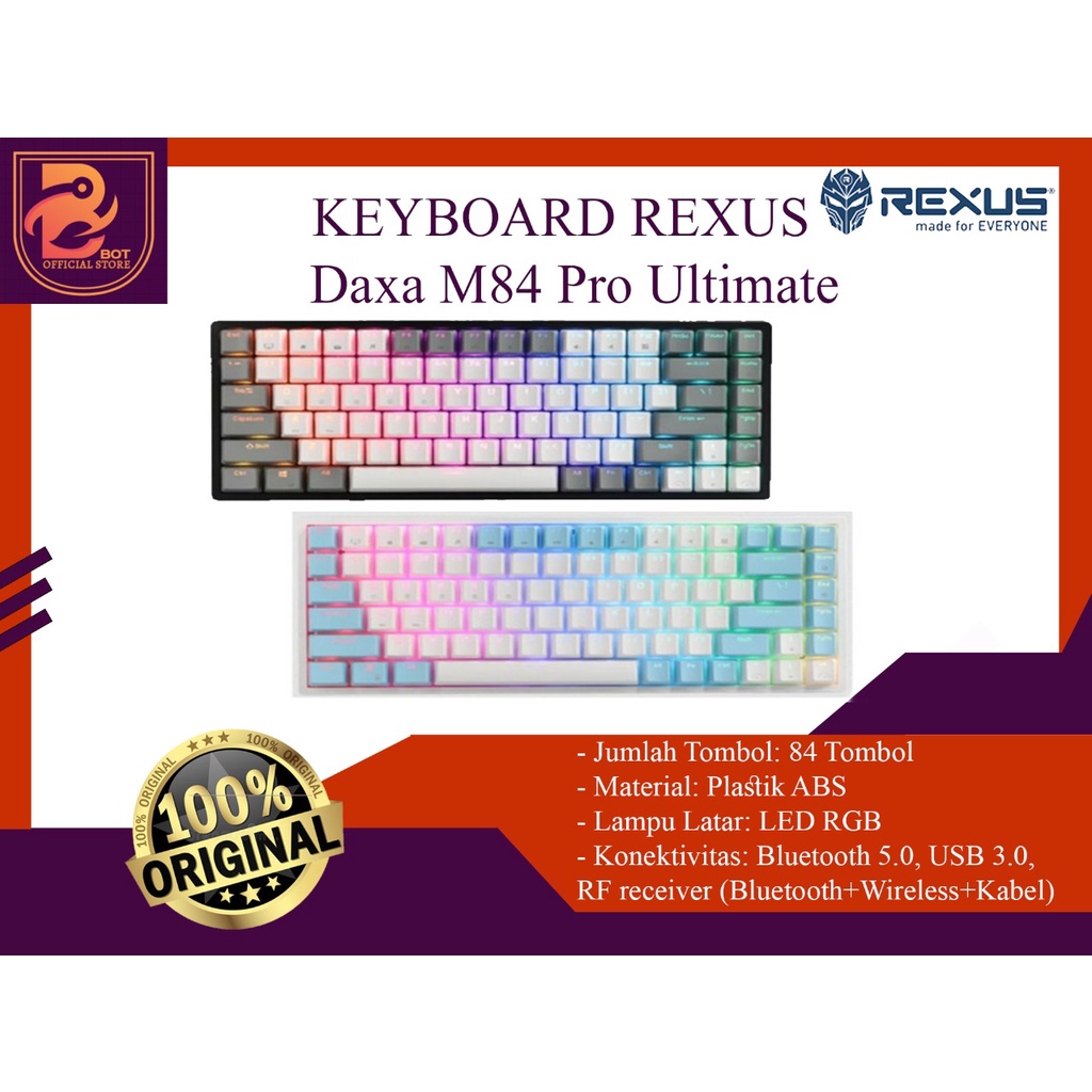 Jual Rexus Daxa M84 Pro Ultimate Wireless Wired Bluetooth Gaming ...