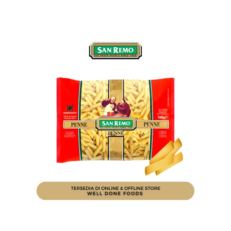 Jual San Remo Pasta Penne Rigani #18 500gr | Shopee Indonesia