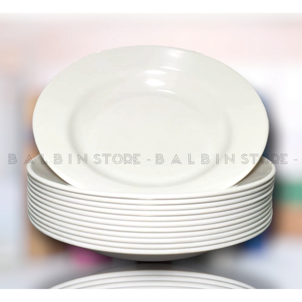 Jual 1 LUSIN PIRING MAKAN 9" PUTIH SEMI MELAMIN SSJ PLASTIK WARE FOOD ...
