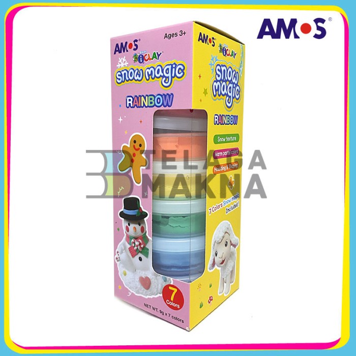 Jual Pls Mainan Anak Amos I-Clay Snow Magic Rainbow (7 Warna @9 Gram ...