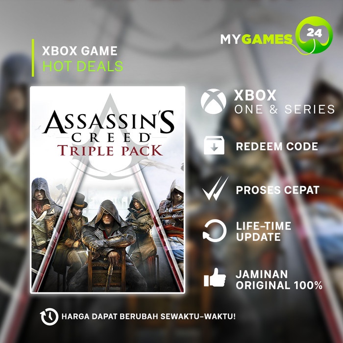 Jual Vk0421 Assassins Creed Triple Pack Xbox One Series XS Redeem Code ...