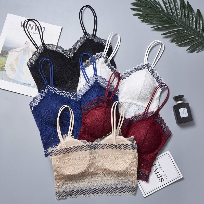 Jual BH / Bra Wanita Motif Bunga Tanpa Kawat Pakaian Dalam Wanita Sport ...