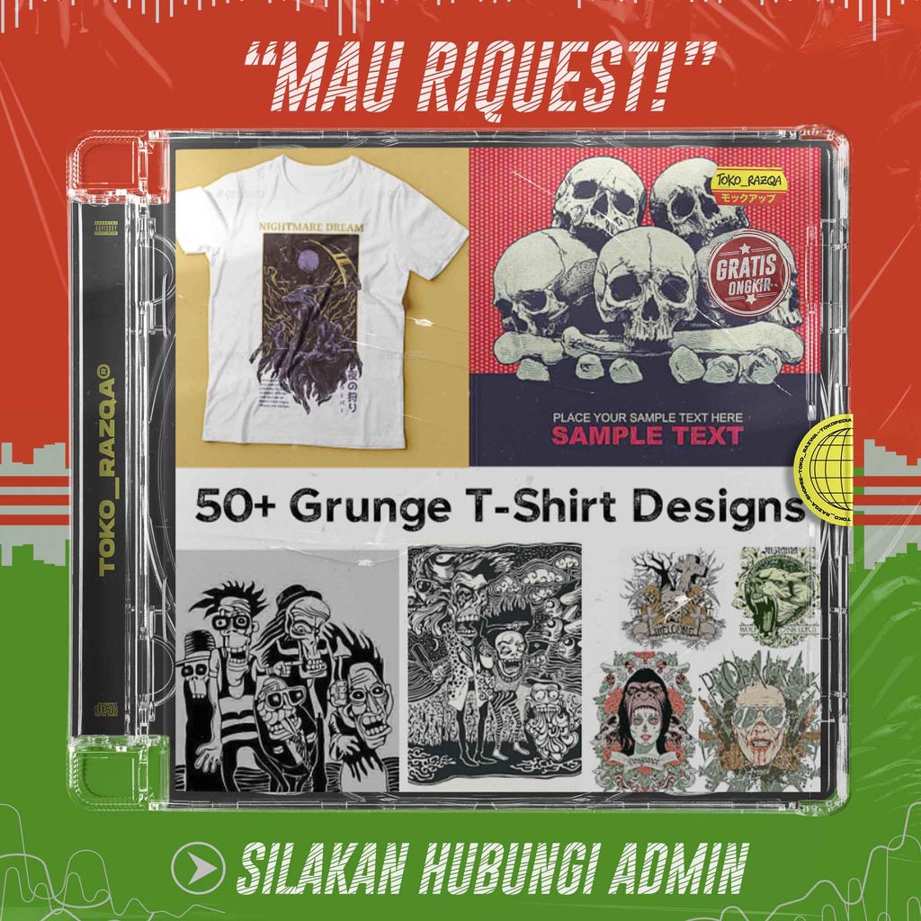 Jual 50 Grunge T-Shirt Designs Collection - Disain Sablon DTF - DTG ...