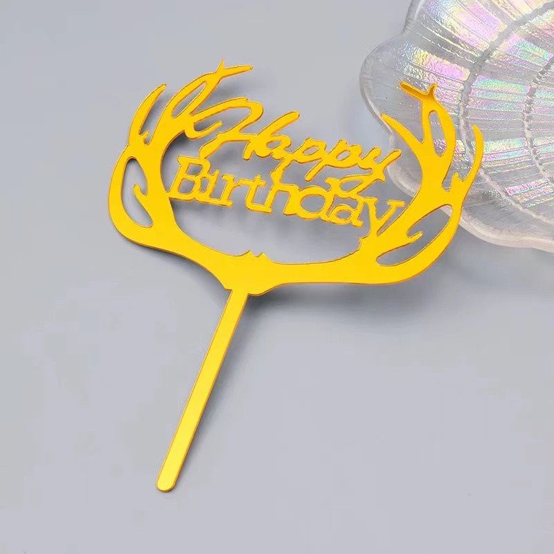 Jual Topper cake ultah happy birthday gold tower snack | Shopee Indonesia