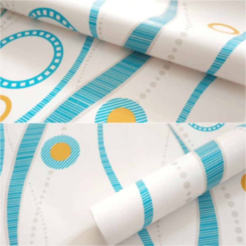 Jual WALLPAPER DINDING MURAH // WALLPAPER STIKER MOTIF BULAT GARIS BIRU ...