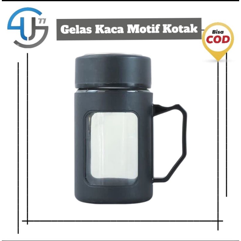 Jual Botol Kaca Botol Minum Model Gelas Kaca Motif Kotak 500ml By Toko ...