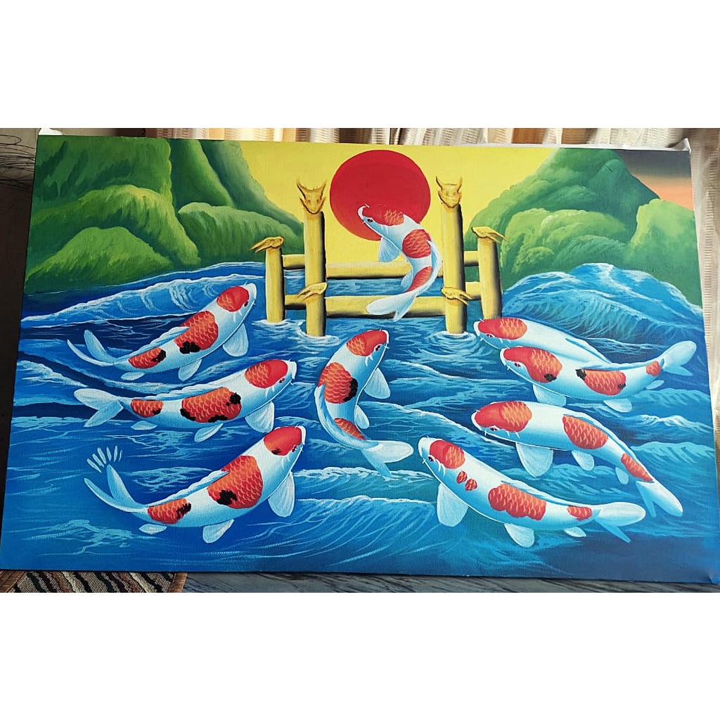 Jual Lukisan Ikan Koi dan Gerbang Naga | Shopee Indonesia