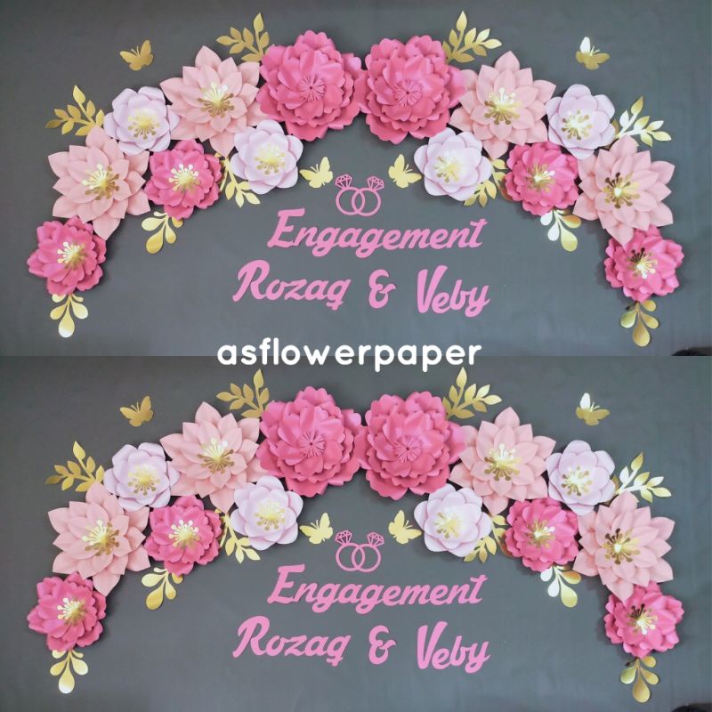 Jual Paper Flower Engagement set lengkap Lamaran wedding dekorasi bunga ...
