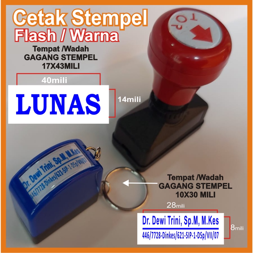 Jual STEMPEL WARNA OTOMATIS FLASH CUSTOM UKURAN GAGANG 10X30MILI 14X17MILI DOKTER BIDAN TOKO ...