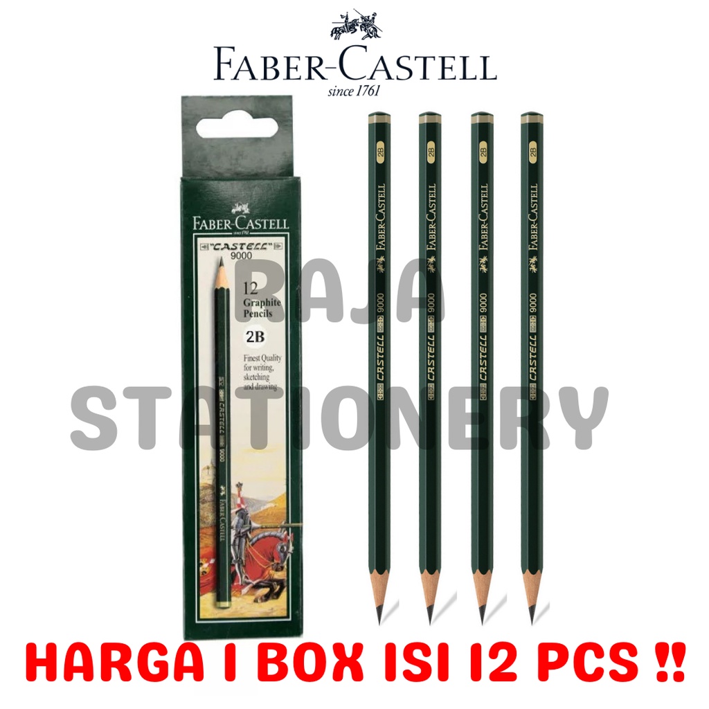 Jual FABER CASTELL 2B WOODEN PENCIL / PENSIL 2B FABER CASTELL 9000 KAYU ...