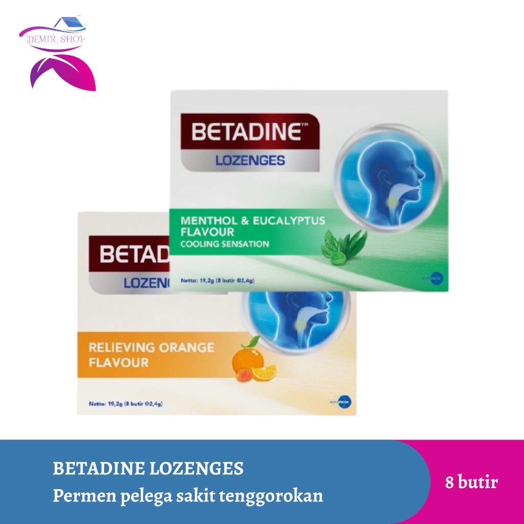 Jual Betadine Lozenges Menthol & Orange 8 Tablet Hisap / Pelega Sakit ...