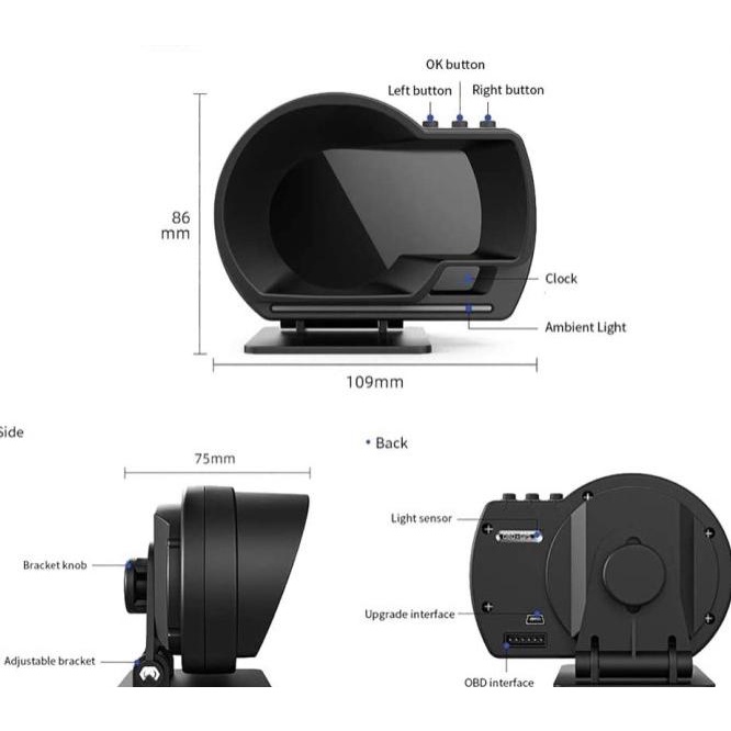 Jual Hud P6 Display Car Windshield Speedometer Projector System Obd2 ...