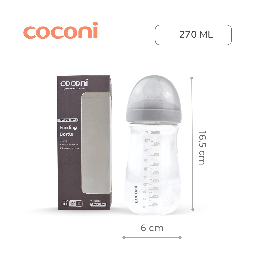 Jual COCONI Wide-Neck Feeding Baby Bottle 150ml/270ml | Botol Susu Bayi Anti-Colic | Shopee ...