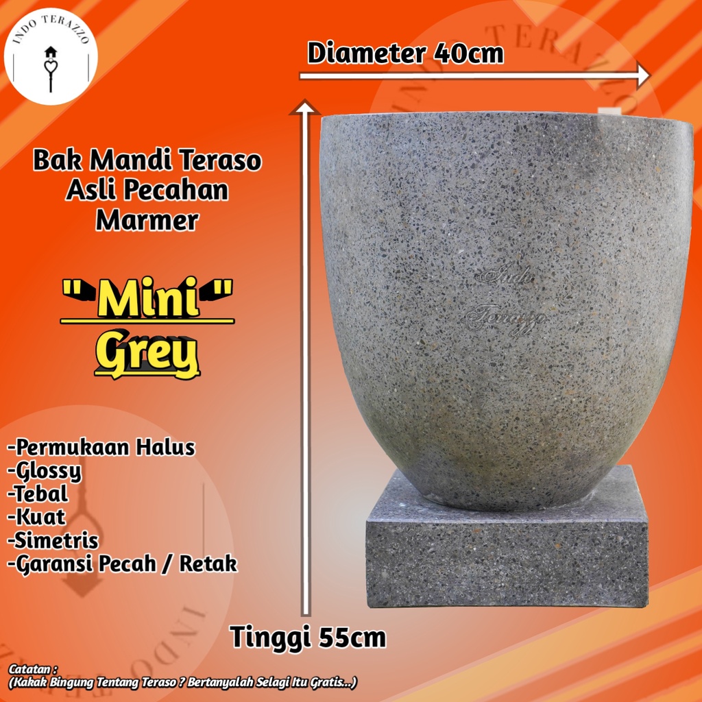 Jual INDO TERAZZO BAK AIR KAMAR MANDI KERAMIK TERASO TIPE MINI GREY TINGGI 55CM DIAMETER 40CM ...