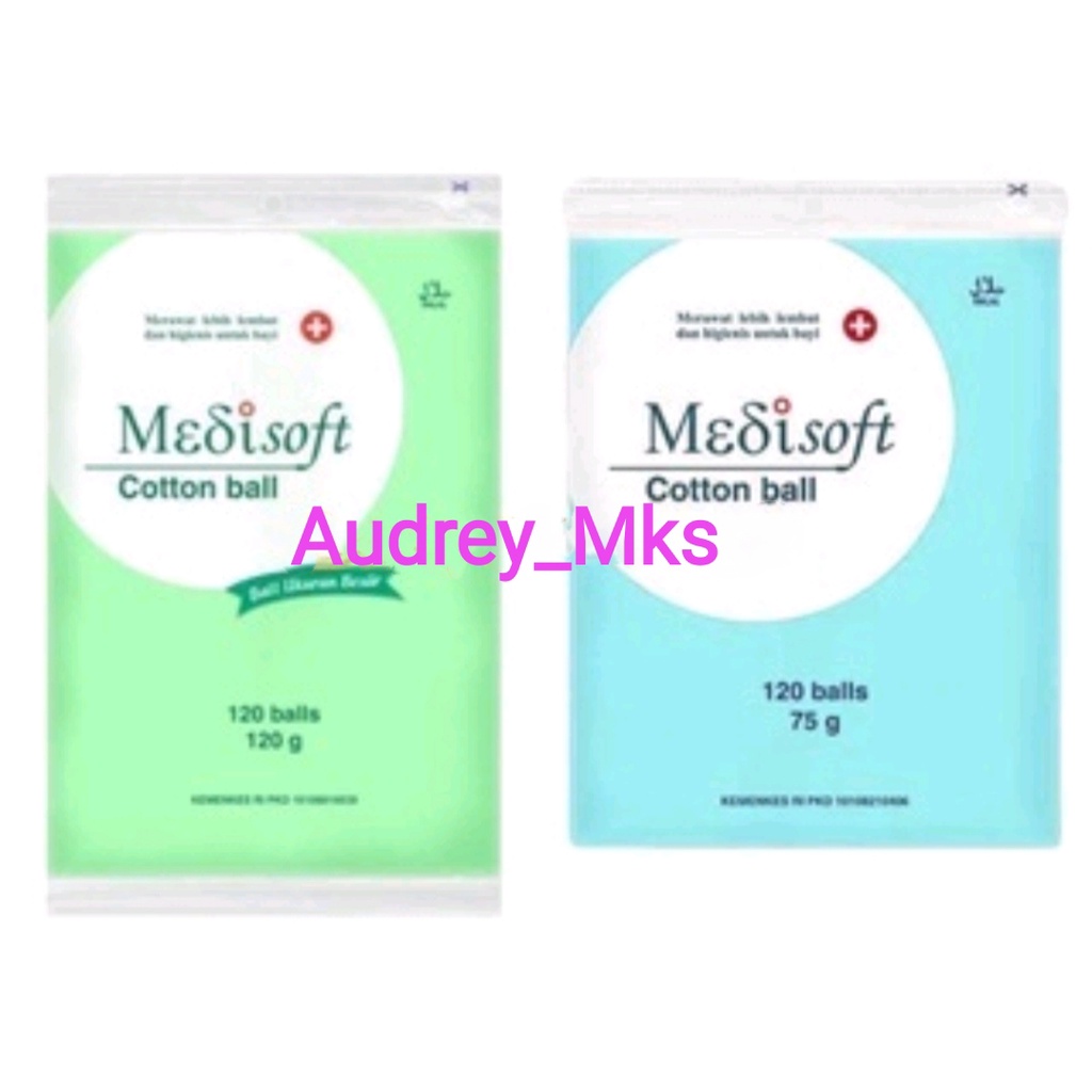 Jual Kapas Medisoft Cotton Ball 120 balls 75 gr / 120gr Kapas Bola Bayi ...