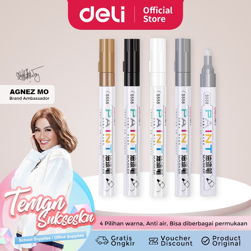 Jual Spidol Deli Permanen anti air Deli warna GOLD - S558 | Shopee ...