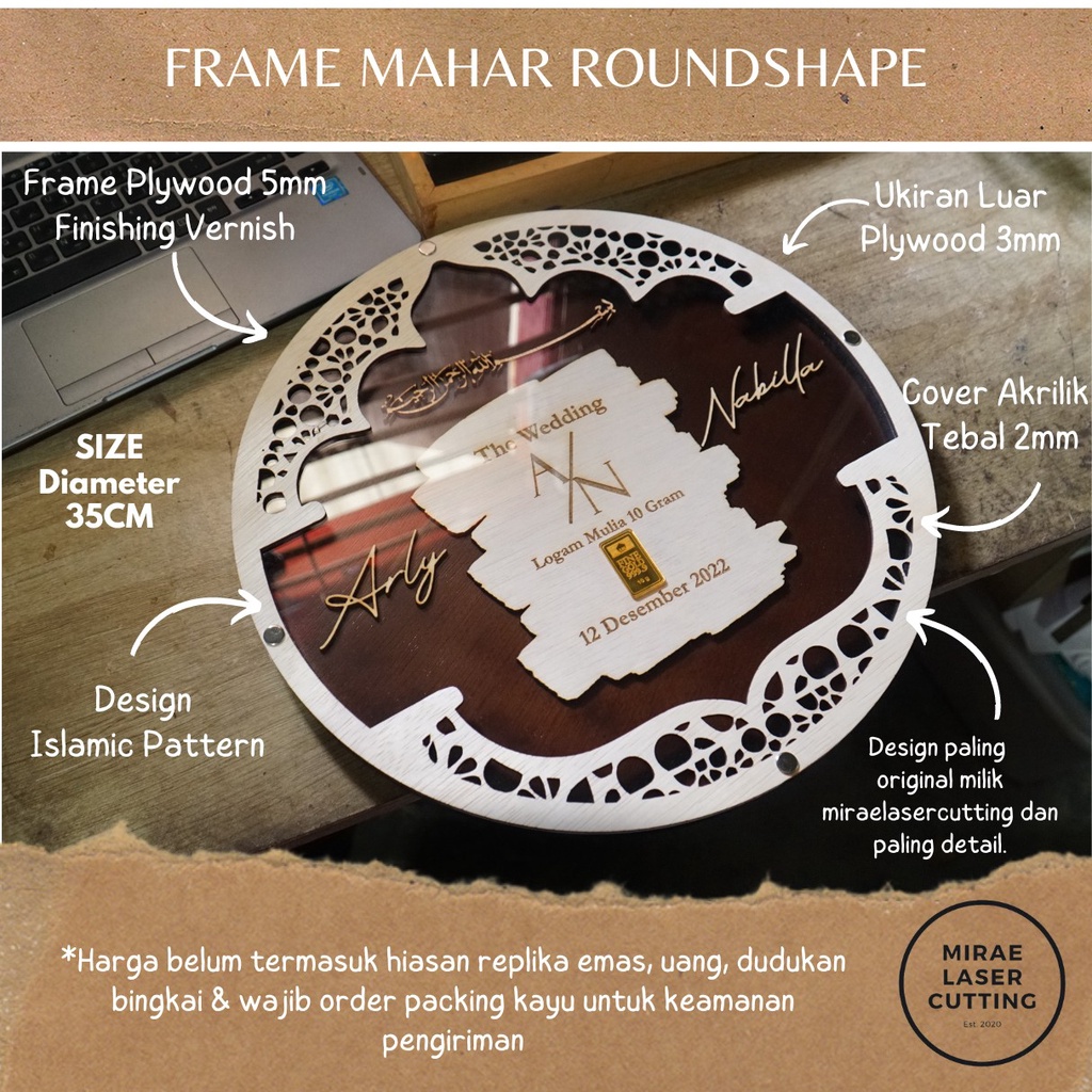 Jual Frame Mahar Islami Bulat / Frame Mahar Round Endless Romance ...