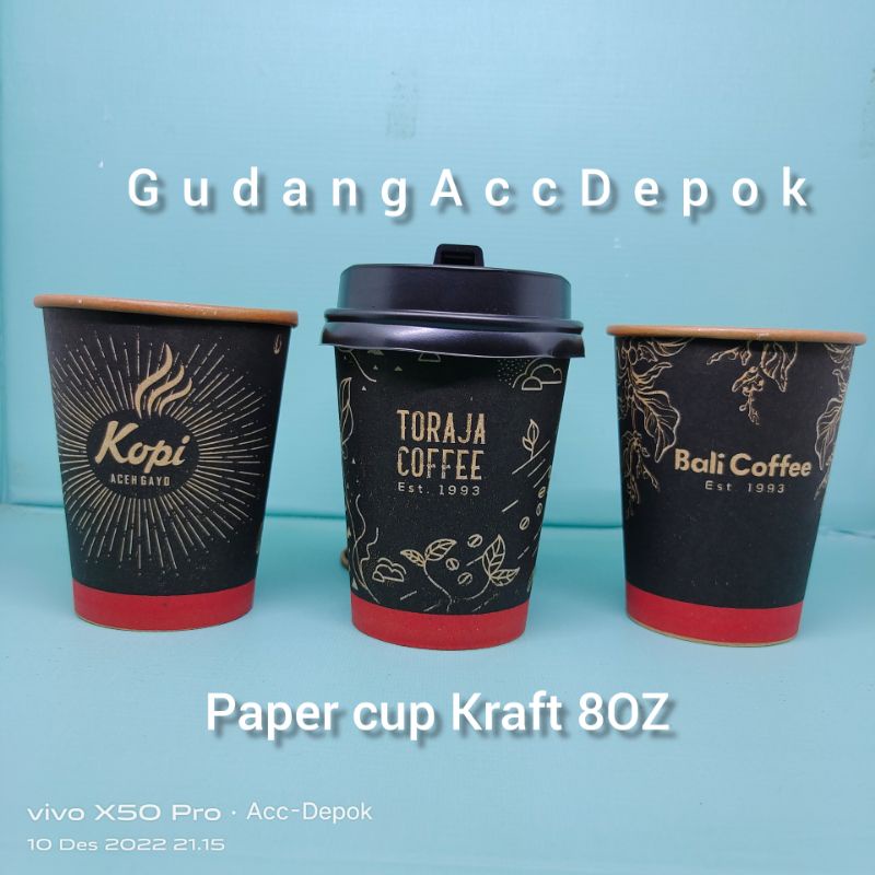 Jual PAPER CUP 8OZ MOTIF BAHAN KRAFT / GELAS KOPI BAHAN KERTAS 8 OZ ISI 50 PCS | Shopee Indonesia