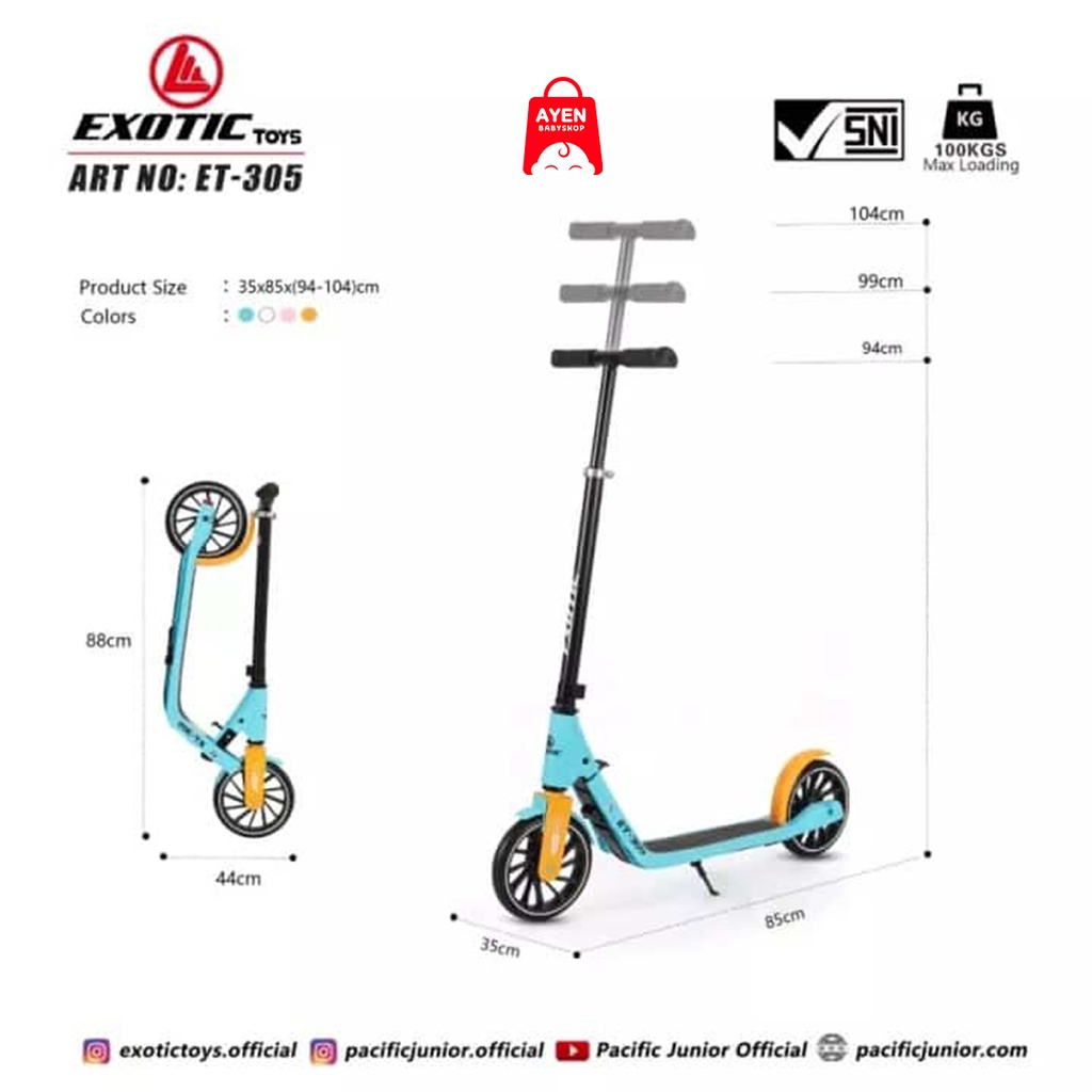 Jual Scooter Otoped Anak Dewasa Exotic | ET-305 Roda 2 Pacific | Shopee ...