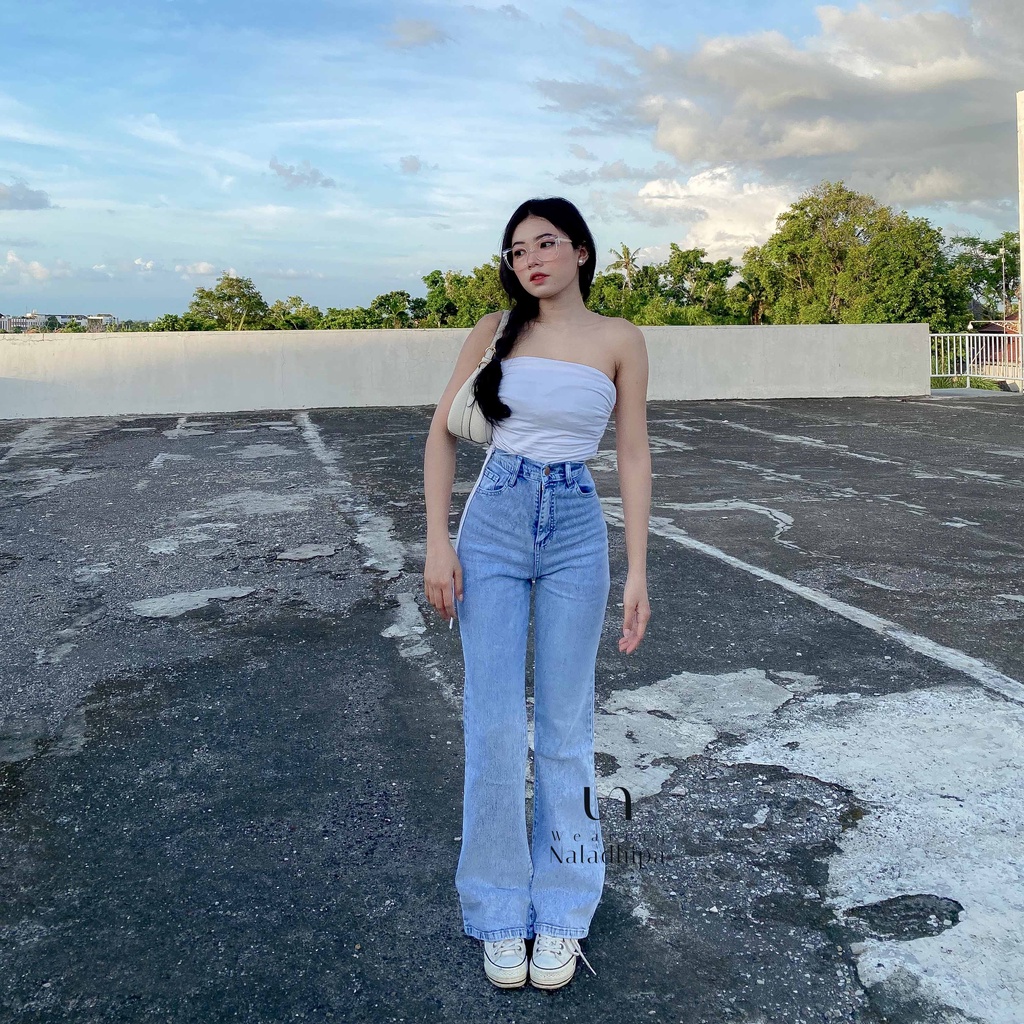 Jual Kezia Cutbray Pants Snowblue - Highwaist Jeans Cutbray | Shopee ...