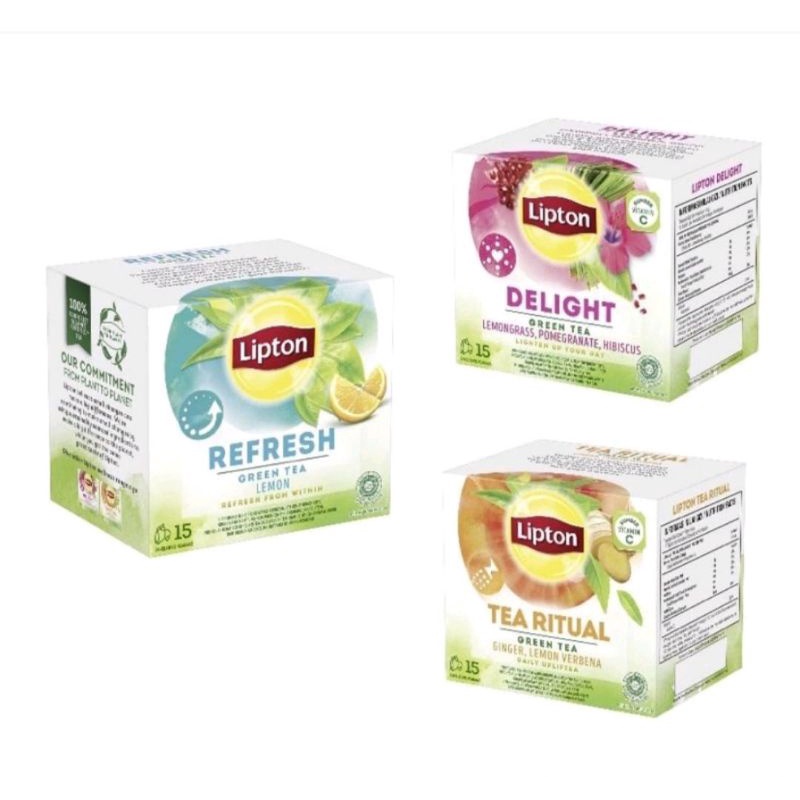 Jual Lipton Grean Tea Delight/Refresh Tea Ritual/Teh Hijau Celup Isi 15 ...