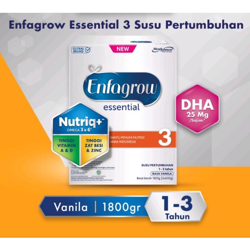 Jual ENFAGROW Essential 3 1800 gr Susu Formula 1 - 3 tahun | Shopee ...