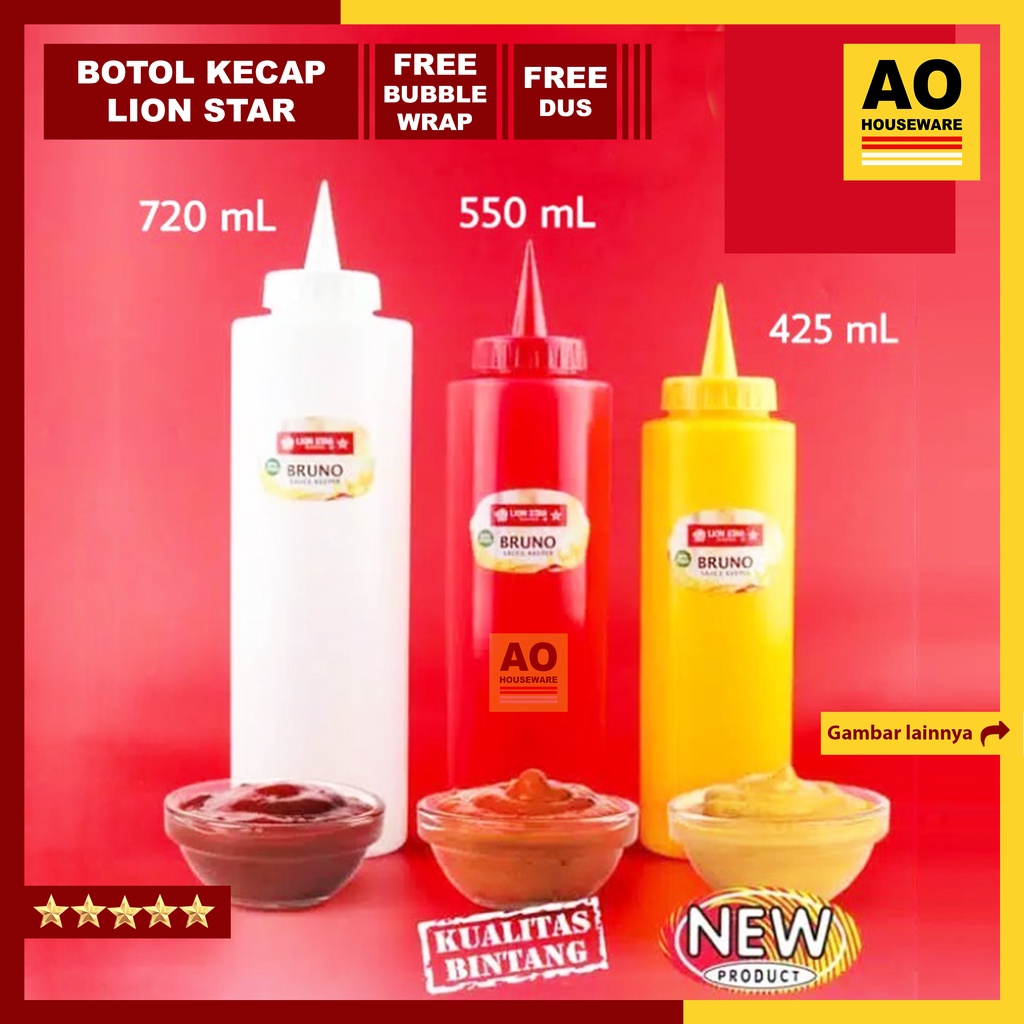 Jual Lion Star Botol Saus Sambal Kecap Mayonaise Bruno Sauce Keeper 425 ...