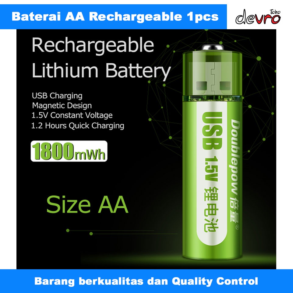Jual Baterai Cas Charger - Li-Ion NiMH 1.5V 1800mAh - size AA - USB ...
