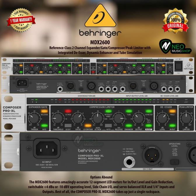 Jual Behringer MDX2600 2 Channel Expander/Gate/Compressor/Peak Limiter ...