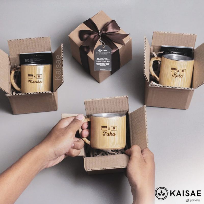 Jual RAKA - Alat minum cangkir bambu custom farewell gift souvenir ...