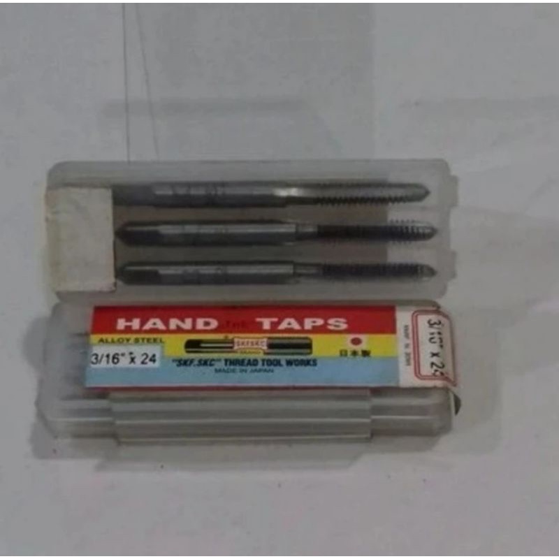 Jual Mata hand taps set 3 pcs 3/16 x 24 SKC, SKF handtaps alloy steel ...