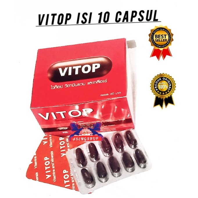 Jual VITOP VITAMIN AYAM ADUAN 100% ORI THAILAND 1 STRIP ( 10 kaplet ...