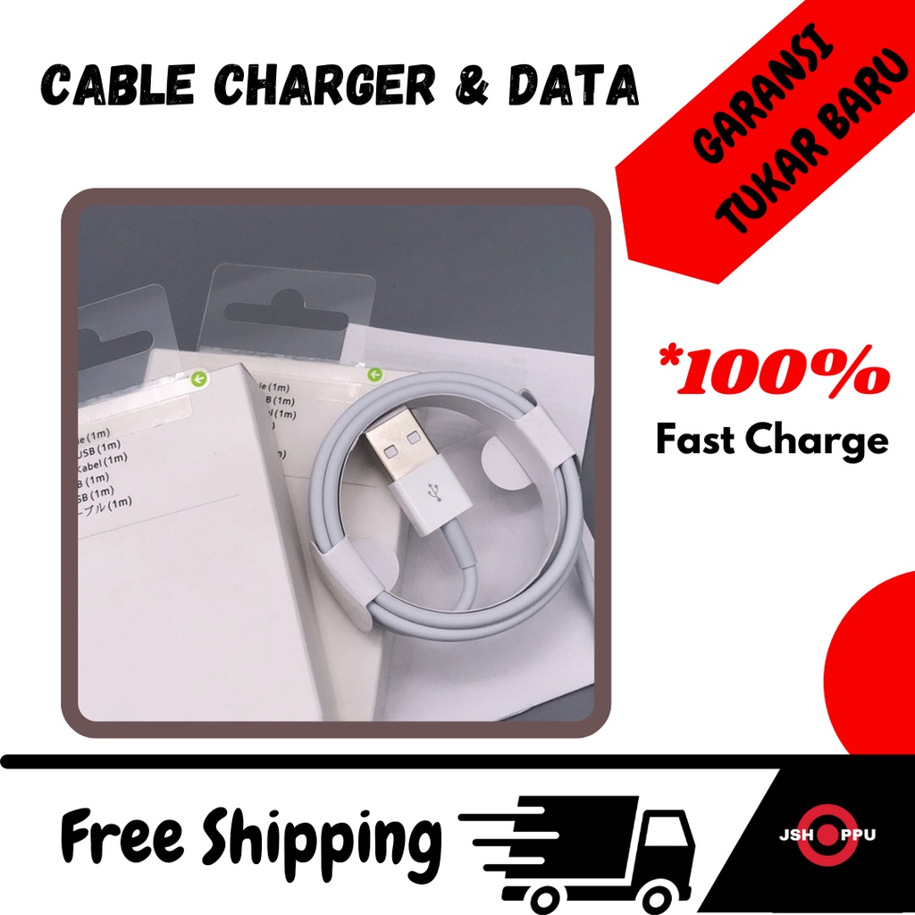 Jual Kabel Charger Fast Charging Fastcharge + Kabel Data IP | Shopee ...