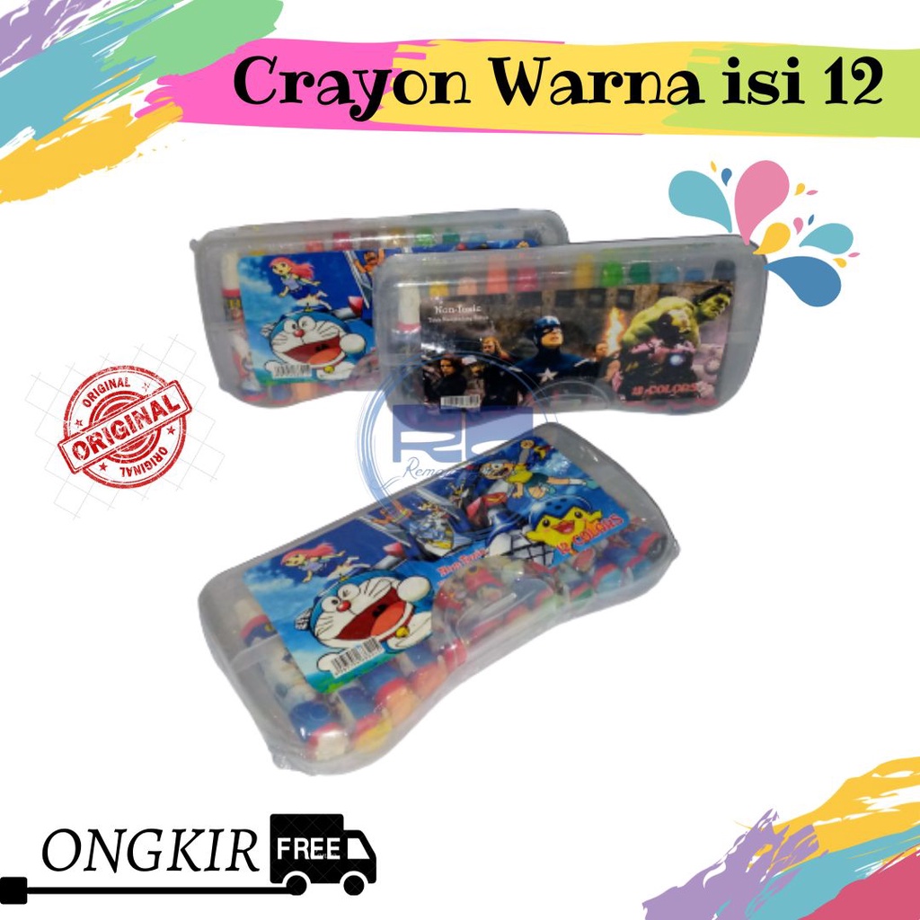 Jual CRAYON WARNA ISI 12 BH / CRAYON 12 WARNA MURAH / KRAYON WARNA 12 ...