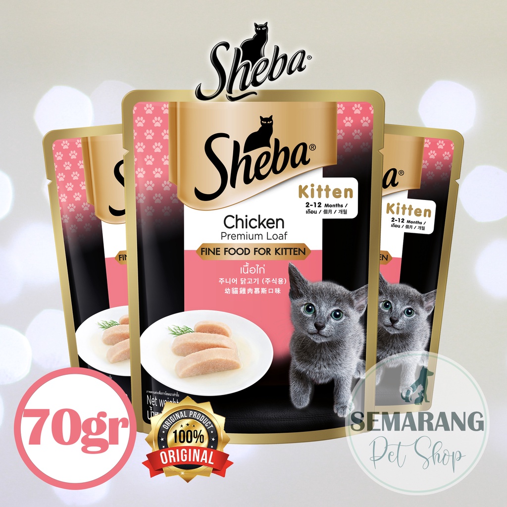 Jual Wet Cat Food SHEBA Kitten Chicken Premium Loaf 70gr Makanan Basah ...