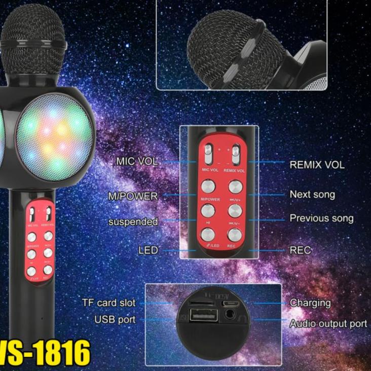 Jual Kualitas Bagus Mic Karaoke Bluetooth WS-1816 Microphone Bluetooth Mic Bluetooth WS-1816 ...