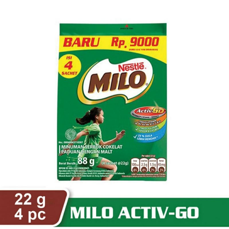 Jual MILO Bag Susu Bubuk Cokelat 4 x 22g | Shopee Indonesia
