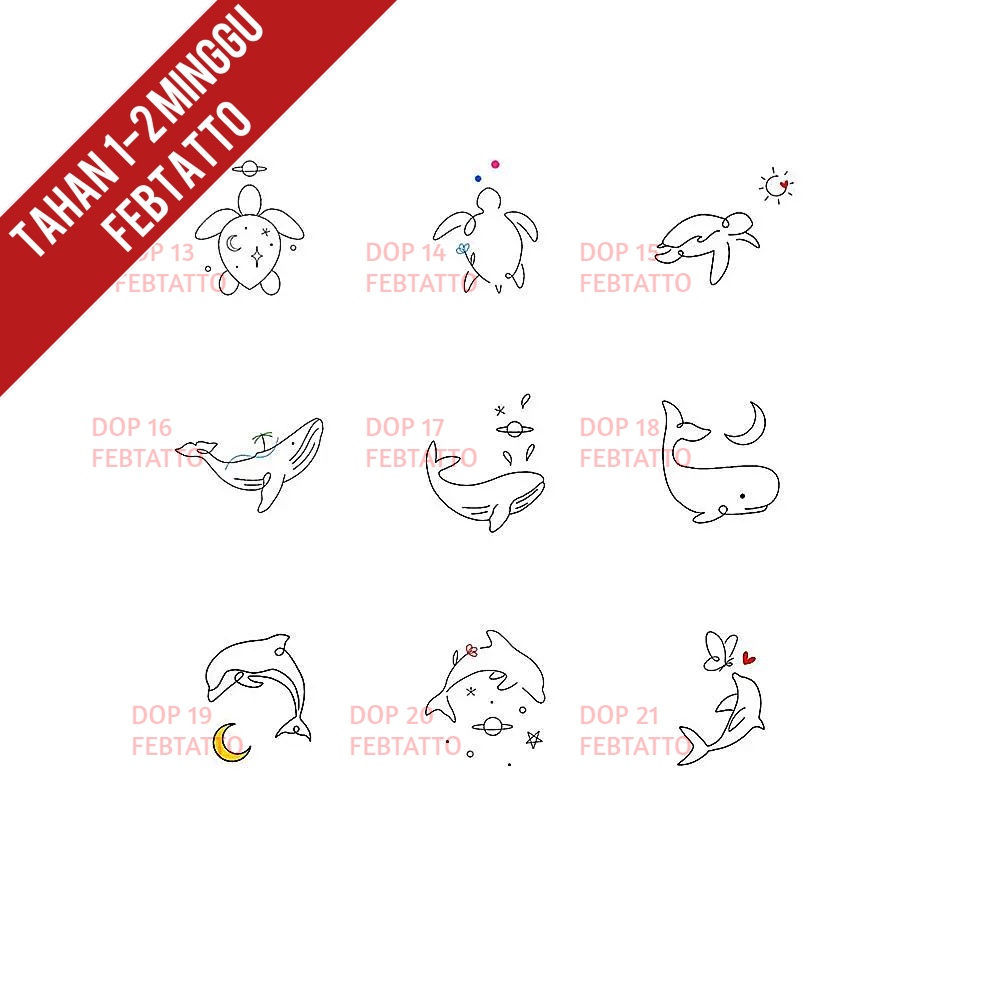 Jual Tato Basic Tahan 5-7 Hari Tato Temporer Tato kura kura paus stiker ...