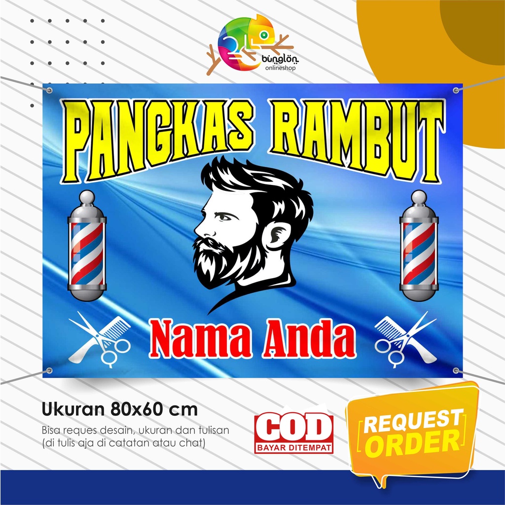 Jual Spanduk, Banner Pangkas Rambut, Model Rambut Bisa Custom Nama ...