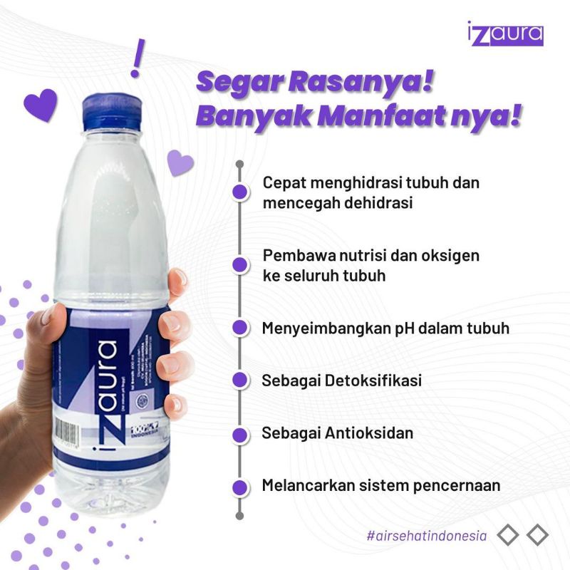 Jual iZaura - Air Minum Alkaline Tinggi PH 1 Dus Isi 12 Botol @600ml ...