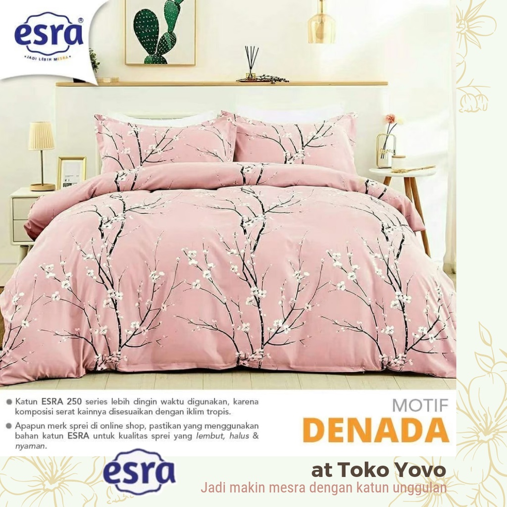 Jual Sprei Katun Halus Denada Bunga Sakura Pink Peach Salem Seprei ...