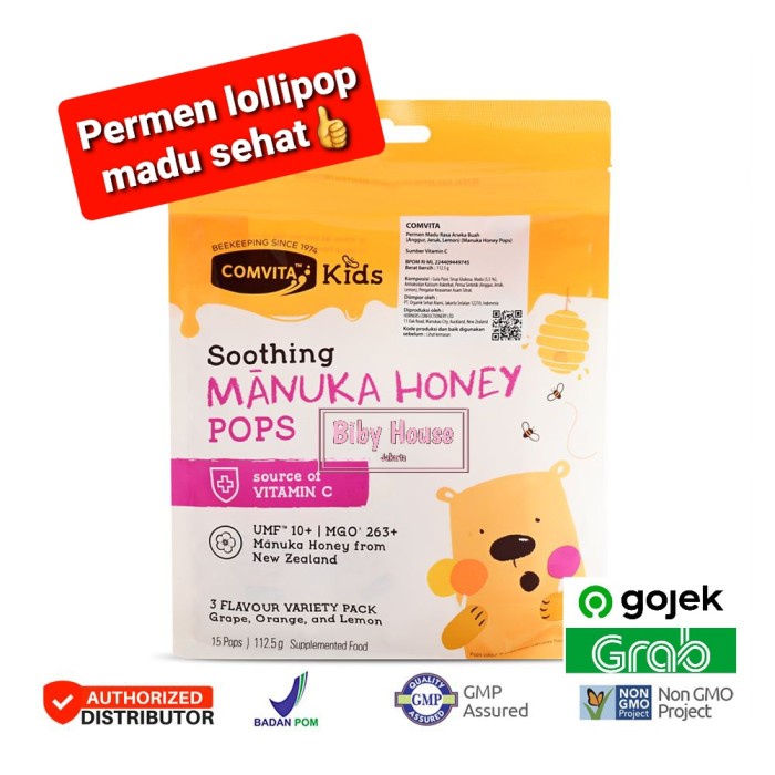 Jual PERMEN MADU LOLLIPOP MANUKA HONEY Comvita Soothing Pops isi 15 pc ...