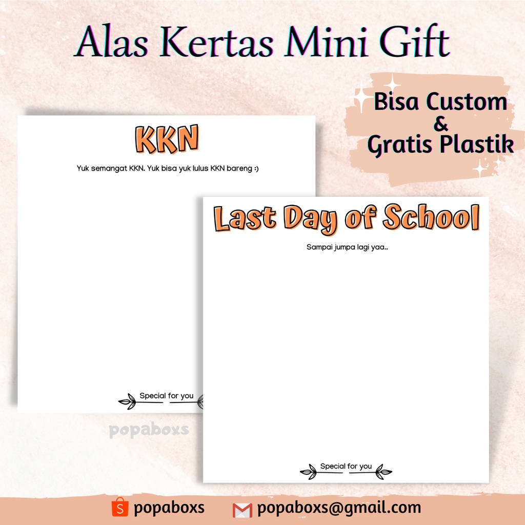 Jual (Bisa Custom Tulisan) Alas Kertas Mini Gift Viral Gemes / Kertas ...