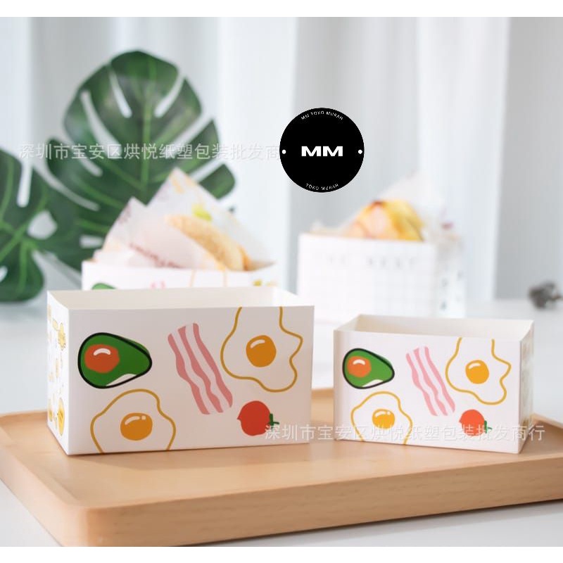 Jual 10pcs paper box sandwich kertas box dus roti burger hotdog kentang ...