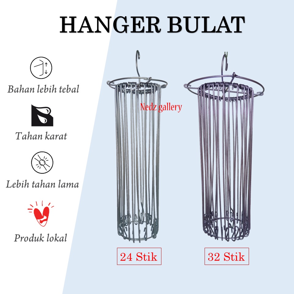 Jual Hanger Kawat Jemuran Baju Bayi Folding Hanger Bulat Lipat Besi 32 ...