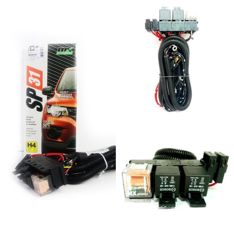 Jual Kabel Relay Set Lampu SP31 BOSCH SP Series 3 Relay 2 Lampu H4 ...