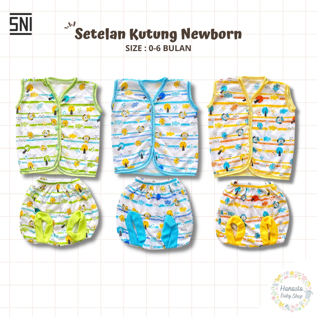 Jual Baju Bayi Newborn Setelan Lengan Kutung Katun Garis Awan 0-6 Bulan ...