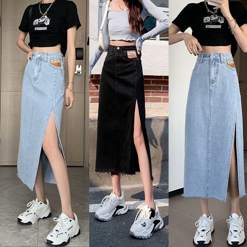 Jual rok korean style rok jeans panjang rok a line rok 7/8 rok high ...