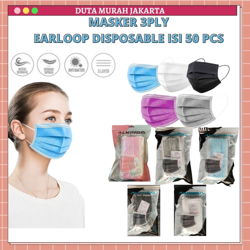 Jual Masker 3ply Earloop Mask Masker Dewasa Premium Isi 50 PCS DMJ ...