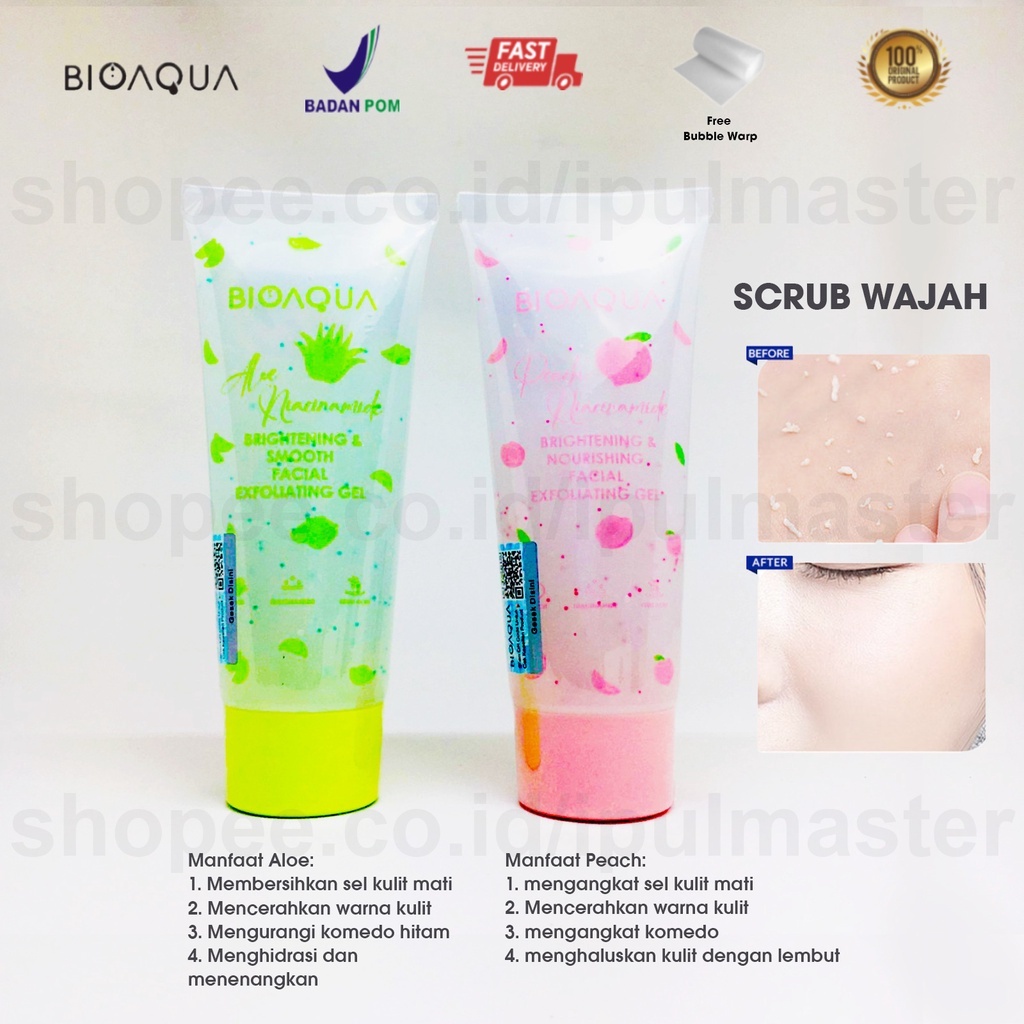 Jual BIOAQUA Scrub Wajah 100g Brightening Nourishing Peach & Smooth ...